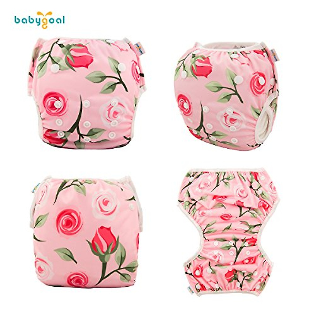 Babygoal Baby Girl Swim Diaper, Reusable Adjustable Washable Swim Underwear Fits 0-8M Baby Gifts and Swimming Lessons One Pack Small