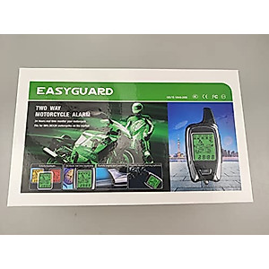 EASYGUARD EM211 2 Way Motorcycle Alarm System with Remote Start Starter Shock Sensor tilt Motion Sensor DC12V LCD Display