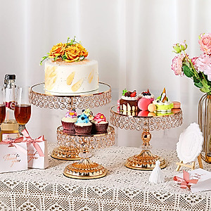 6 Pieces Gold Cake Stand Gold Round Dessert Stands Dessert Table Display Cupcake Display Stands Cake Pedestal Holder for Baby Shower Wedding Birthday Celebration Party Home Decor