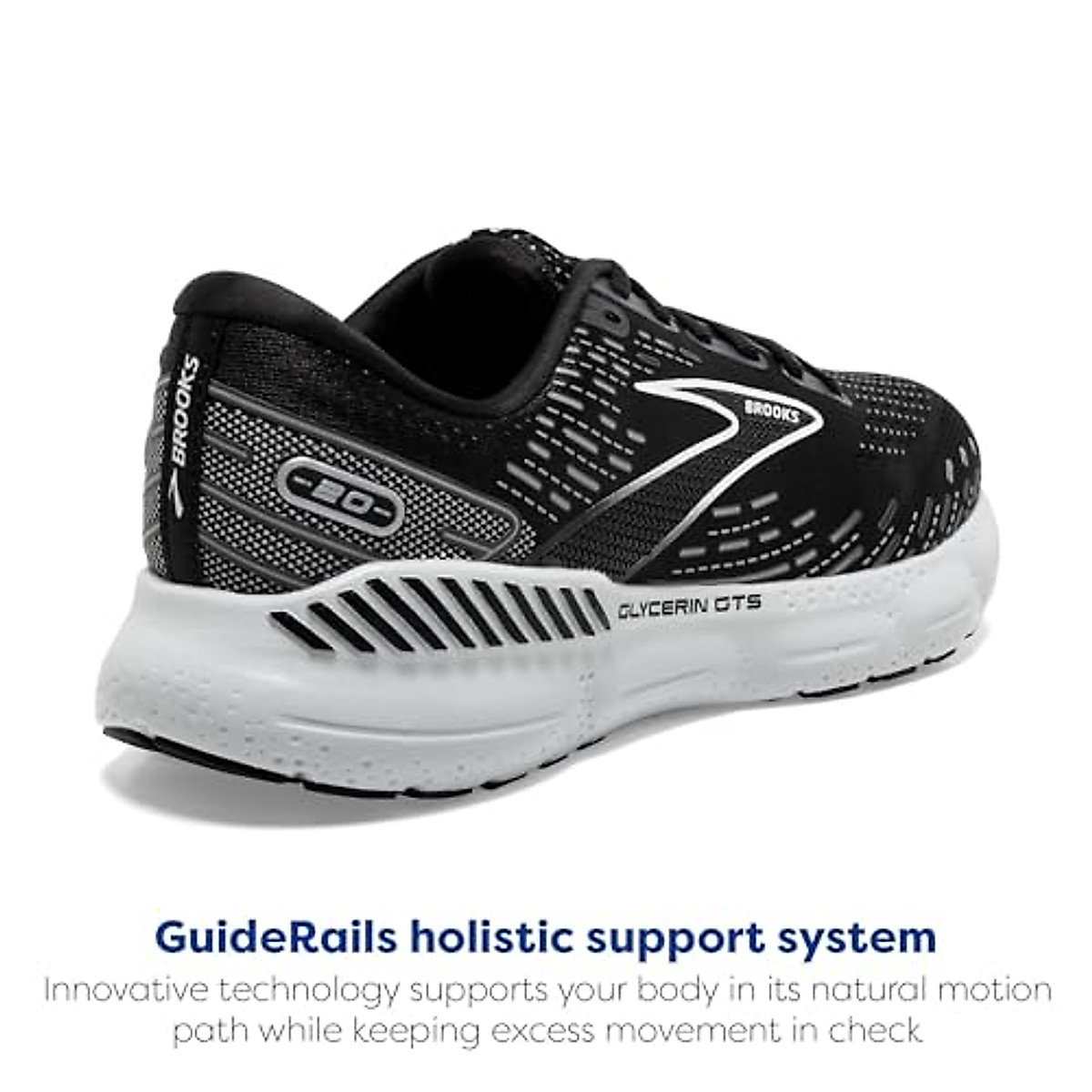 Brooks Women's Glycerin GTS 20 Supportive Running Shoe - Black/White/Alloy - 10 Medium