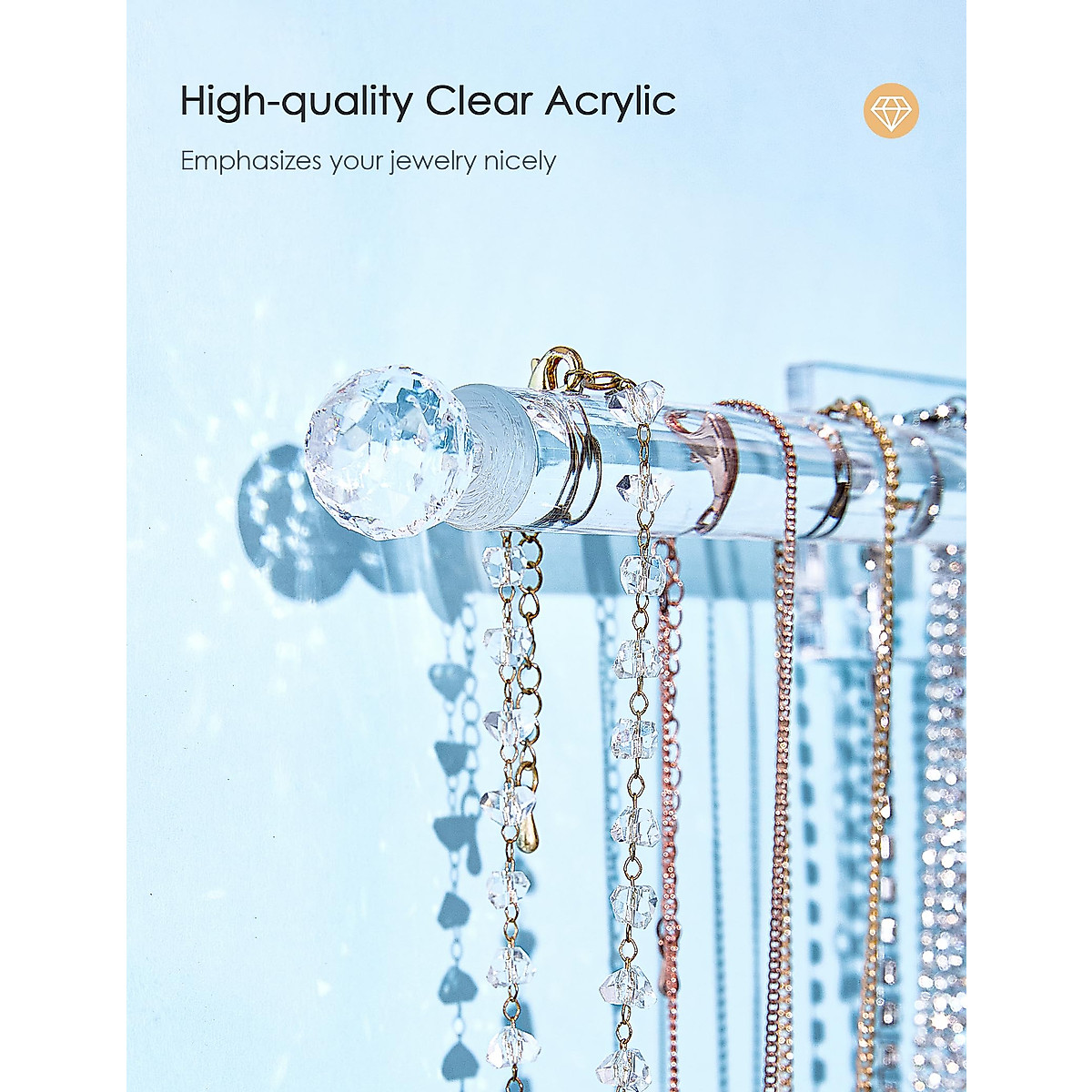 Heesch Headband Holder, Bracelet Holder, Claw Clip Organizer, Acrylic Necklace Holder, Hat Rack for Baseball Caps, Wall Mount Jewelry Holder for Bracelets, Watches, Headbands, Hair Ties (2-Pack)