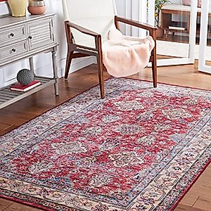 SAFAVIEH Tucson Collection Accent Rug - 4' x 6', Rust & Beige, Persian Design, Non-Shedding Machine Washable & Slip Resistant Ideal for High Traffic Areas in Entryway, Living Room, Bedroom (TSN196P)