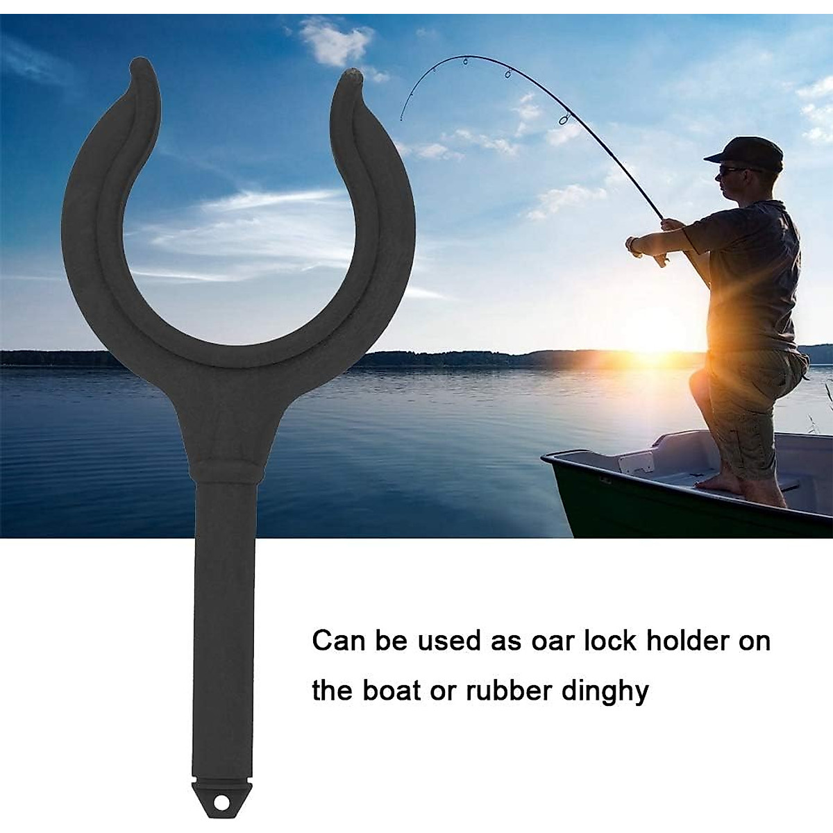 Alomejor 2 Pcs Boat Oar Lock Marine Rowlock Horn Side Mount for Oars Rod and Fishing Rod Support Bracket for Sea Fishing Boating