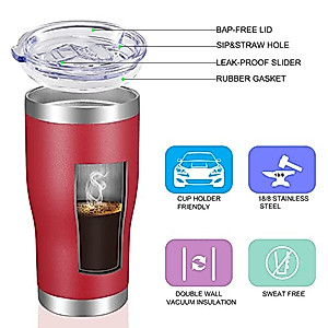 VEGOND 20oz Tumbler Stainless Steel Tumbler Cup with Lid And Straw Vacuum Insulated Double Wall Travel Coffee Mug(Brick red 1 Pack)