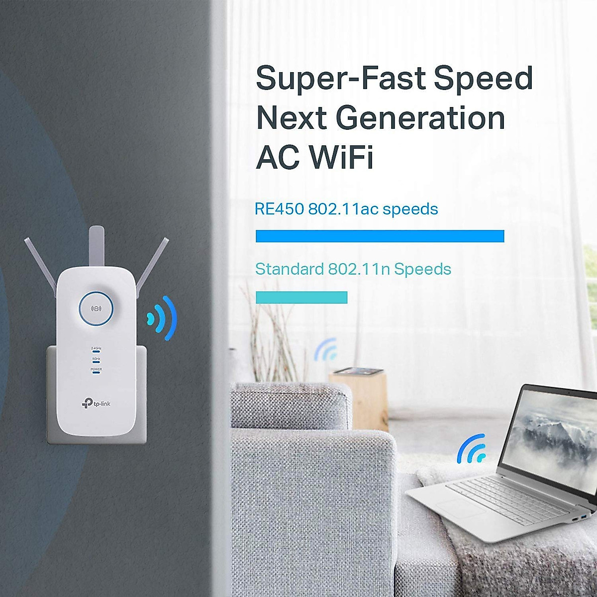 TP-Link AC1750 WiFi Extender (RE450), PCMag Editor's Choice, Up to 1750Mbps, Dual Band WiFi Repeater, Internet Booster, Extend WiFi Range further