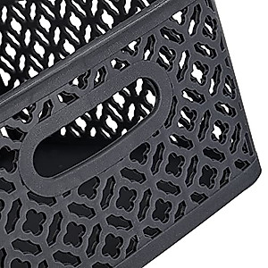 ZEAYEA 9 Pack Plastic Storage Basket, Small Pantry Organizer Bins, Shelf Baskets with Handles for Cabinets Bedroom Kitchen Bathroom office Countertop Closet, 9.8" L x 7.8" W x 4" H