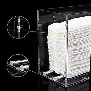 Evron Paper Towel Dispenser Countertop & Wall Mount Clear One-Hand Pull C Fold Z Fold Trifold and Multifold Paper Towel Holder (Simple Snap-on Assemble Before Use)