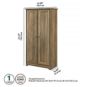Bush Furniture Cabot Tall Storage Cabinet with Doors, Reclaimed Pine