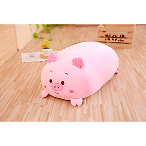 TONGSONG 8 Inch Long Plush Pig Stuffed Animal Pig Hugging Pillow Cuddly Pig Pillow Plushies Toy Home Decor Pink Piggy Huggable Anime Gifts for Kids and Lovers in Birthday, Valentines