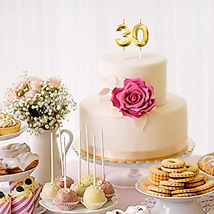 30th Birthday Candles Cake Numeral Candles Happy Birthday Cake Topper Decoration for Birthday Party Wedding Anniversary Celebration Supplies (Gold)