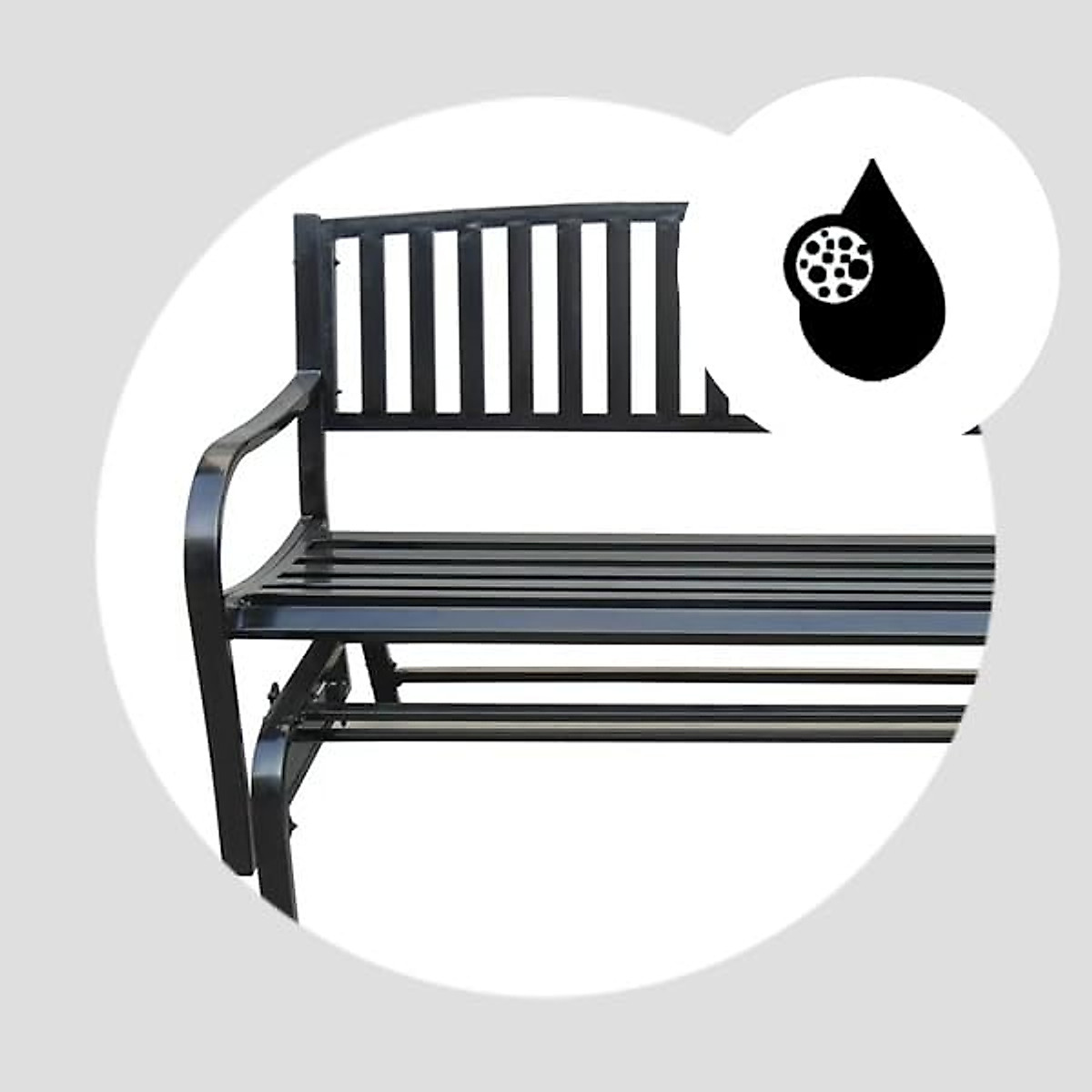 Four Seasons Courtyard Outdoor Patio Bench Glider Backyard Garden, Front Porch, or Walking Path Furniture Seat with Powder Coated Steel Frame, Black