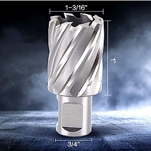 RupXinSplend Annular Cutter High-Speed Steel - 1-3/16"Diameter x 1"Cutting Depth with 3/4" Weldon Shank HSS Annular Cutter Mag Drill Bits for Mag Drill Press by RupXinSplend