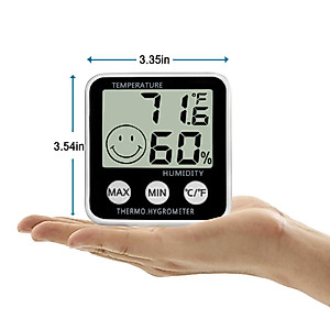 SoeKoa Digital Thermometer Indoor Hygrometer Humidity Meter Room Temperature Monitor Large LCD Display Max/Min Records for Home Car Office
