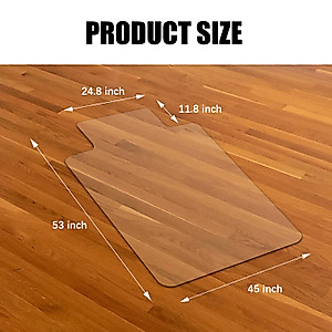 Kuyal Chair Mat, Rolling Chair Mat for Hardwood Floor, 45" X 53" Transparent PVC Home Office Floor Protector Mat (45" X 53" with Lip)