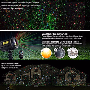 Poeland Outdoor Garden Laser Lights Waterproof Christmas Projector Lighting with Security Lock 3 Color Red Green Blue