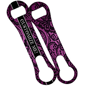 BarConic Customizable V-Rod Bottle Opener - Black and Purple Lace