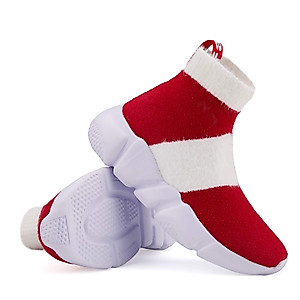 Casbeam Boys and Girls Breathable Lightweight Fashion Casual Sports Walking Shoes Running Sneakers High Top Red White Little Kid Size 12.5