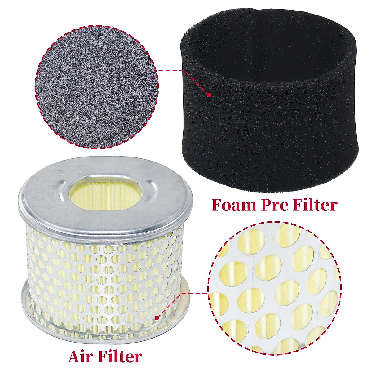 NIDAIFEI 4 Pack GX390 Air Cleaner Element Replaces Honda 17210-ZE3-010, 17210-ZE3-505, 17210-ZE3-515, 17218-ZE3-000, 17218-ZE3-505 for Honda GX270, GX340, GX340K1, GX340R1, GX340U1, GX390 Engine