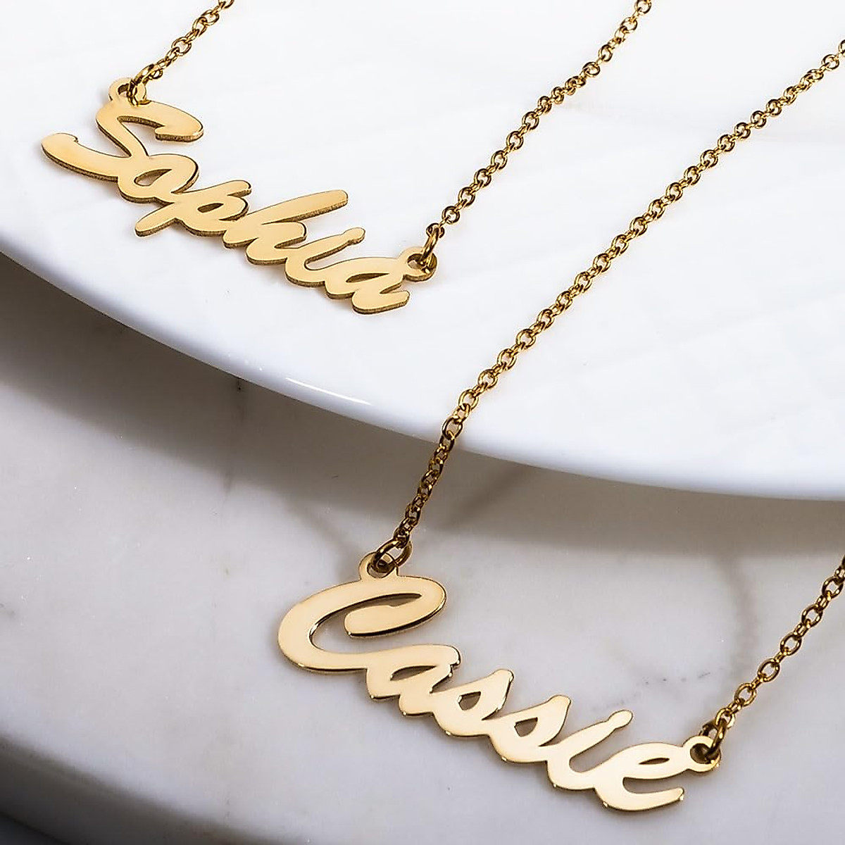 PicturesOnGold Custom Name Necklace For Women Personalized Name Necklace in Sterling 14K Gold or Silver Necklace Personalized with any Name or Word (Gold Script)