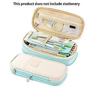 Big Capacity Pencil Pen Case, Office College School Storage Pouch Holder Box Organizer Blue (Cyan) Pencil Case, Large Pencil Case, Aesthetic Pencil Case, Pencil Case Large, Expandable Pencil