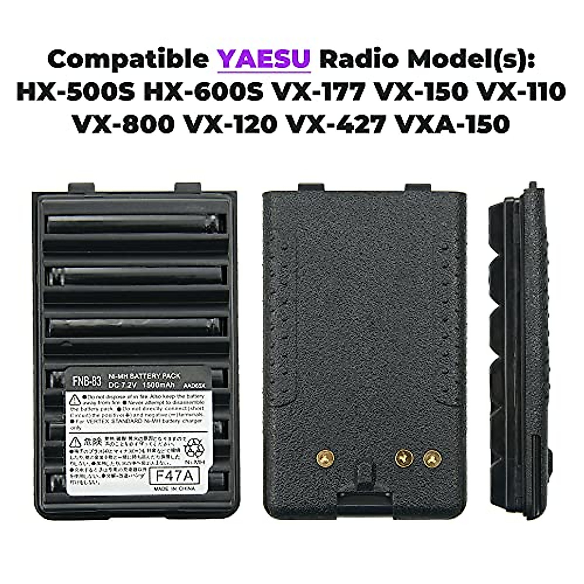 Vineyuan 7.2V 1500mAh FNB-V83 Replacement Battery for Yaesu Vertex VX-410 VX-420 VX-417 VX-160 VX-168 VX-428 VX-429 VX-250 FT-60R FT-250R Two Way Radio Battery