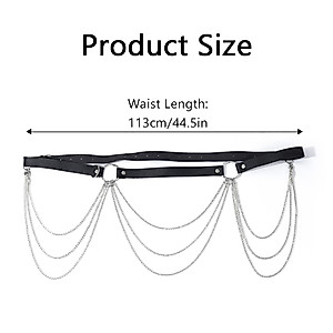 Bodiy Crystal Waist Belt Chain Metal Layered Belly Chains Sparkly Rave Accessories Rhinestones Leather Waist Body Chain Jewelry for Women and Girls (Black-03)