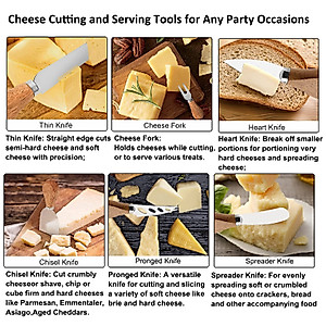 6 Piece Cheese Knives Set with Wooden Handle,Mini Steel Stainless Cheese knife set for Charcuterie and Cheese spread, Perfect for Cheese Slicer and Butter Cutter