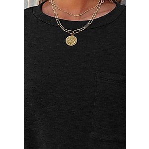 MIROL Women's Sleeveless Tank Tops Basic Loose Tunic T Shirts Batwing Sleeve Solid Color Casual Tee with Pocket Black