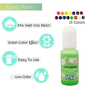 LET'S RESIN Epoxy Resin Dye,15 Color Translucent Epoxy Resin Pigment,Non-Toxic Concentrated Epoxy Resin Paint Each 0.35oz,Liquid Resin Colorant for Resin Coloring,Epoxy Resin,Resin Molds