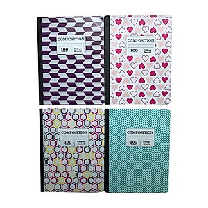Pen+Gear Composition Notebooks 4 Pack, College Ruled, 4 Designs