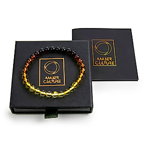 Amber Culture Amber Stretch Bracelet - Handmade 5mm Beads 100% Baltic Natural Baltic Amber Stone - Unisex with Gift Box Multiple Colors
