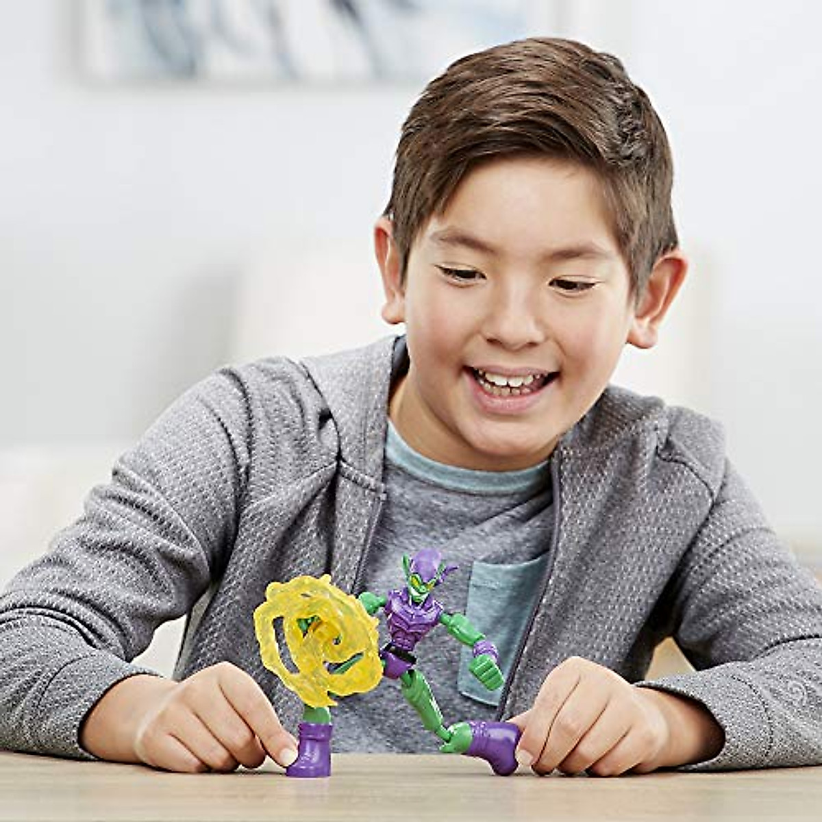 Spider-Man Marvel Bend and Flex Green Goblin Action Figure Toy, 6-Inch Flexible Figure, Includes Blast Accessories, for Kids Ages 4 and Up