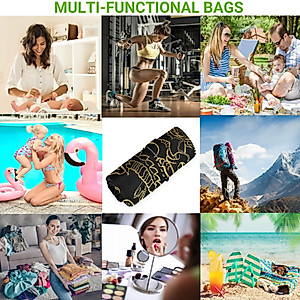 visesunny Gold Dragon 2Pcs Wet Bag with Zippered Pockets Washable Reusable Roomy for Travel,Beach,Pool,Daycare,Stroller,Diapers,Dirty Gym Clothes, Wet Swimsuits, Toiletries