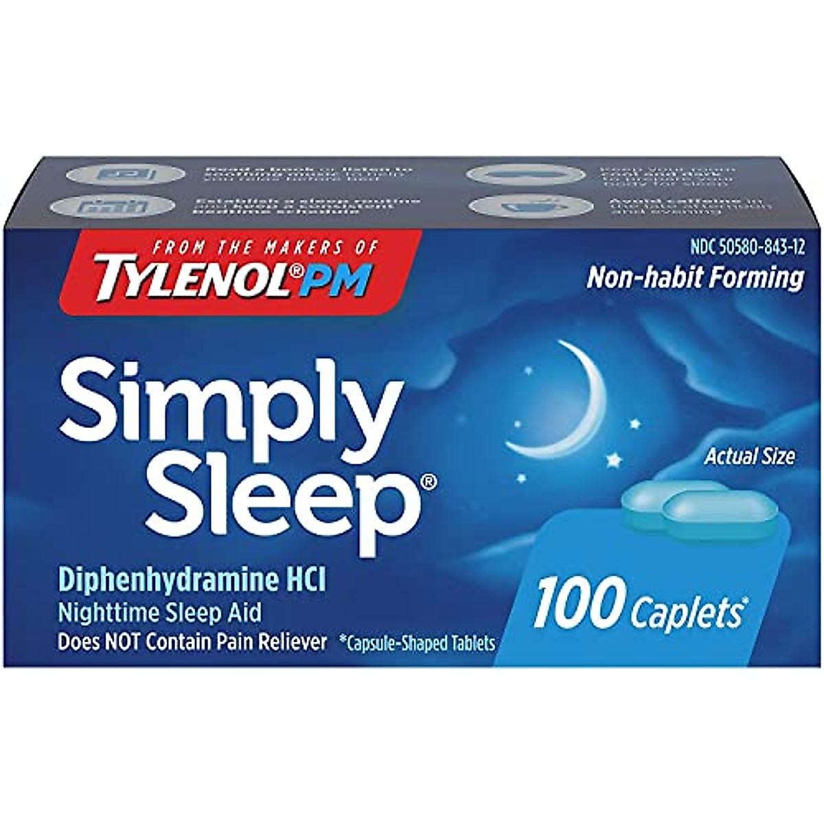 Simply Sleep Nighttime Sleep Aid Caplets - 100 caplets, Pack of 3