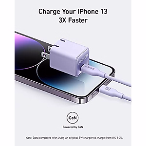 USB C GaN Charger 30W, Anker 511 Charger (Nano 3), PIQ 3.0 Foldable PPS Fast Charger for iPhone 14/14 Pro/14 Pro Max/13 Pro/13 Pro Max, Galaxy, iPad (Cable Not Included) - Aurora White