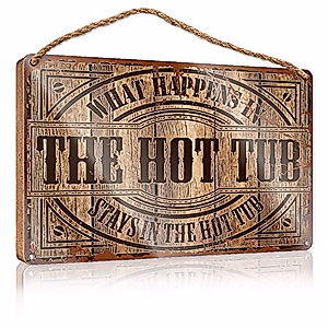 Funny Wooden Signs What Happens in The Hot Tub Stays in The Hot Tub Wooden Sign Fall Door Decor Home Decor Clearance Farmhouse (Size : 20X30CM)