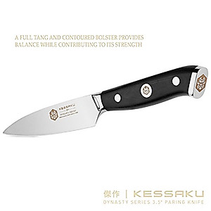 KESSAKU Paring Knife - 3.5 inch - Dynasty Series - Razor Sharp Kitchen Knife - Forged ThyssenKrupp German High Carbon Stainless Steel - G10 Garolite Handle with Blade Guard