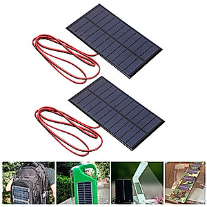 2Pcs Mini Solar Panel Cell Power Charger Module, Cell Board Module 100CM Red and Black Line 5.5V 1.6W