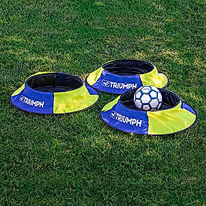 Triumph Sports Backyard Footgolf Set – Includes 3 Targets and 1 Official Size 5 Soccer Ball, Blue