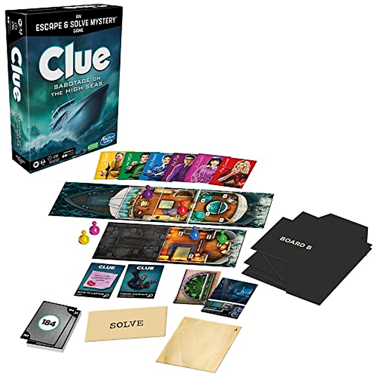 Clue Board Game Sabotage on The High Seas, Escape Room Game, Murder Mystery Games, Cooperative Family Board Game, 1-6 Players, 10+ (Amazon Exclusive)