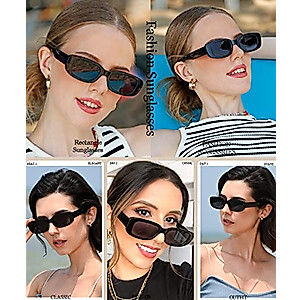 Dollger Trendy Rectangle Sunglasses For Women Men Trendy Retro Rectangular colored Shades sunglasses bulk pack