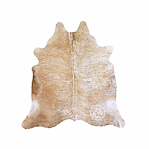 Genuine Exotic Beige Cowhide Rug Large 6 x 6-7 ft. 180 x 210 cm