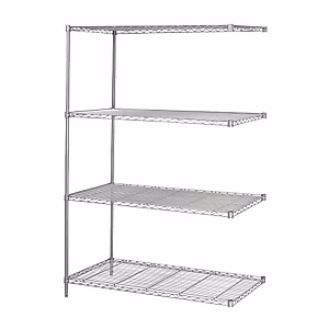 Safco Products Industrial Wire Shelving Add-On Unit 48"W x 24"D x 72"H (Starter Unit and Extra Shelf Pack sold separately), Metallic Gray