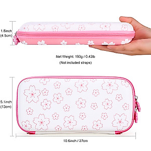 Tscope Cute Carrying Case for Nintendo Switch / OLED, Pink Sakura Protective Portable Hard Shell Travel Carry Shoulder Bag & Accessories for NS Consolo, for Girls, Kids (Switch Pink)