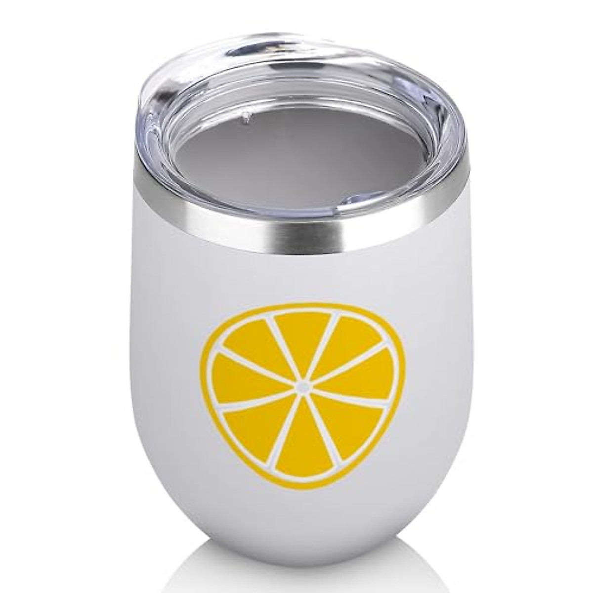 silichee 20 Oz Stainless Steel Wine Tumbler with Lid Yellow Lemon Icon Isolated Flat Fruit Insulated Tumblers Vacuum Coffee Mugs for Hot and Cold Drinks,Coffee,Wine