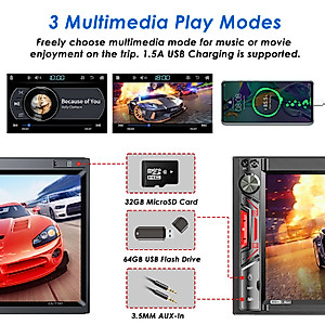 Double Din Bluetooth Car Stereo: 7 Inch LCD Touchscreen Car Audio Receiver - Mirrorlink MP5 Car Radio with AM FM RBDS Backup Camera USB SD AUX Subwoofer Phone Charge