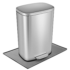 OBKING Trash Can Mat, with Non-Slip Particles to Prevent Trash Can Movement and Protect Floors, Raised Edges to Prevent Spills, Suitable for Kitchen, Living Room, Bedroom(11.8"x18.9")