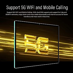 10.1in Tablet, 5G WiFi Tablet, 8 Core CPU 2.4 5G WiFi Dual Band Tablet,8MP 20MP Dual Camera Calling Tablet, 6800mAh Tablet for Video, Reading, Playing Games
