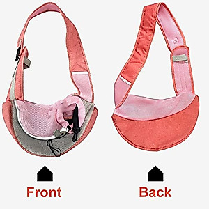 FEimaX Pet Dog Sling Carrier Puppy Pet Slings Bag for Small Dogs Cats Satchel Carriers Breathable Mesh Hand Free with Adjustable Strap Doggie Crossbody for Outdoor Travel (Small, Pink)