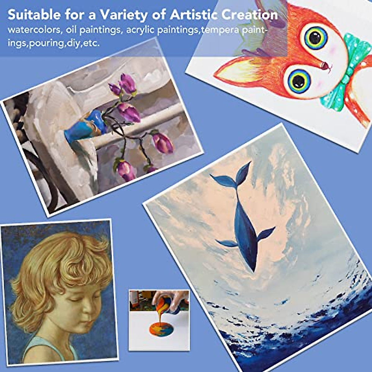 ESRICH Canvases for Painting 8Pack Canvas Panels with 8x10,5x7,4x4（2 of Each） and 11x14,9x12（1 of Each）,Painting Canvas for Acrylic Paint,Oil Paint,Watercolor,Gouache and Tempera,Pouring.